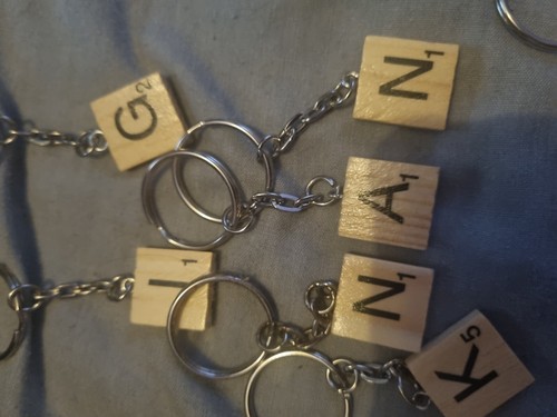 Keyring Wooden Square Letters/Sold Separately | eBay