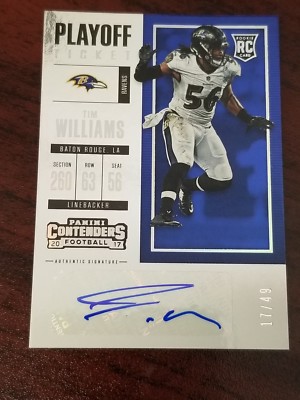 2017 Contenders Playoff Ticket Rookie Auto Tim Williams Ravens #'d 17/ ...