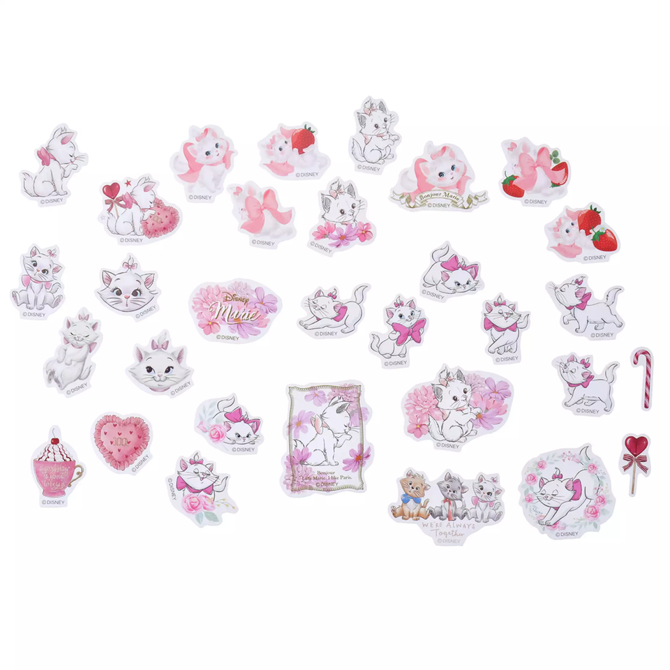 Disney Marie Sticker Flakes in Case with Chain Japan NEW Disney Store ...