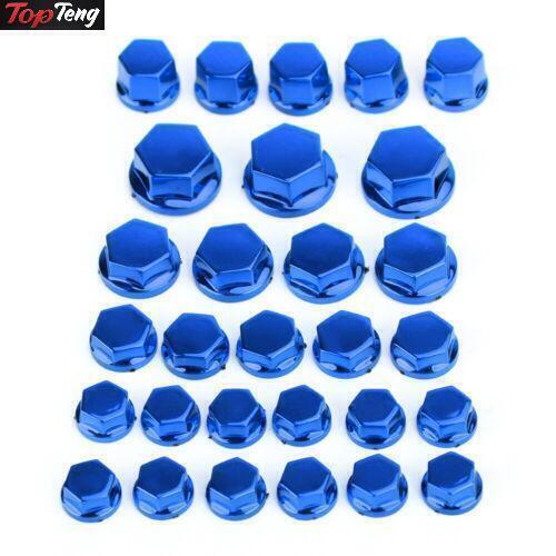 Set 30 Blue Motor Engine Water Pump Body Screw Nut Bolts Caps Covers 5 ...