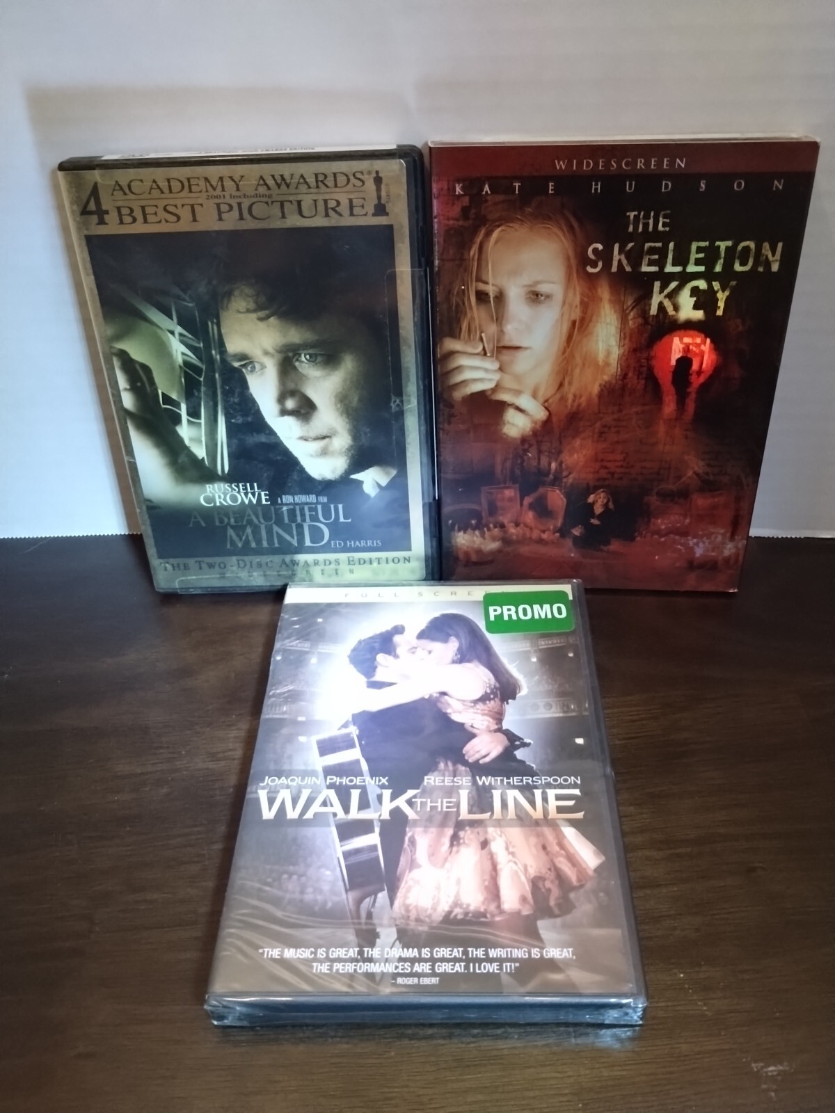 Three Drama DVDs A Beautiful Mind The Skeleton Key Walk The Line ...