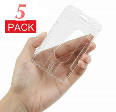 5 Pack ID Badge Holder Vertical Hard Plastic Card Holders - Work Airline Cruise | eBay