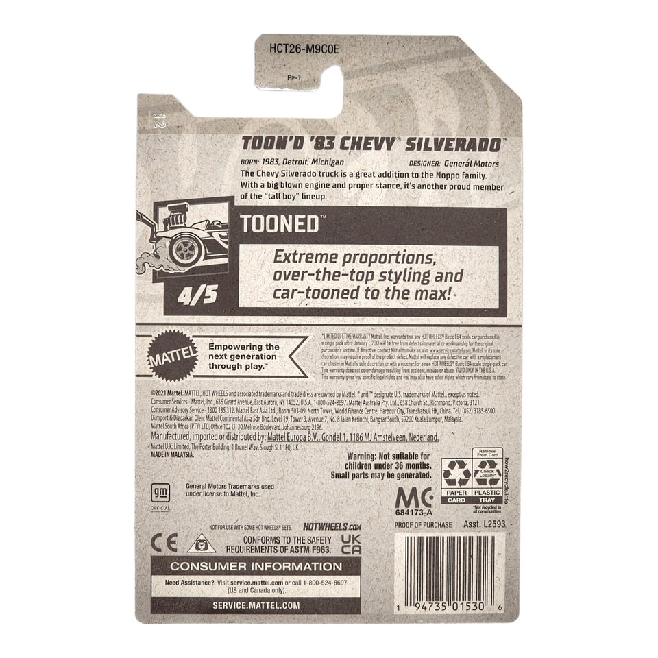 HOT WHEELS Toon'd '83 Chevy Silverado Blue Pickup Truck HW Tooned HCT26 ...