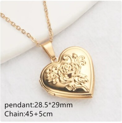 Gold Lana Del Rey Style Stainless Steel Necklace Openable Locket Heart ...