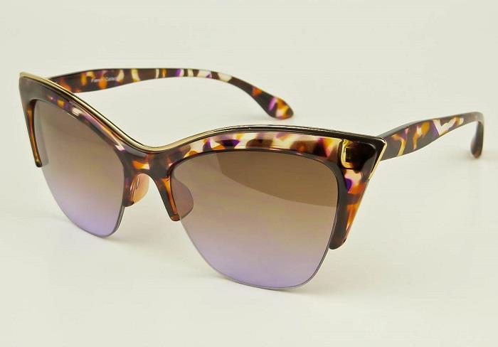 Cat Eye Semi Rimless GOLD Rim RITA Tryst PinUp Razor Big Mosaic ...