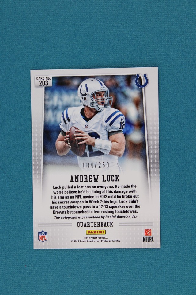 Andrew Luck | 2012 Panini Prizm #203 Autographs Rookie #/250 Auto | NM+ ...