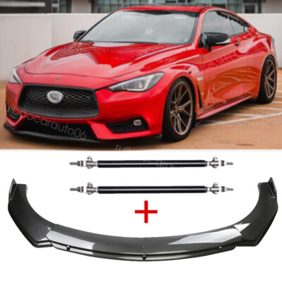 FOR 2017-22 INFINITI Q60 Carbon Fiber Style Front Bumper Lip Spoiler ...