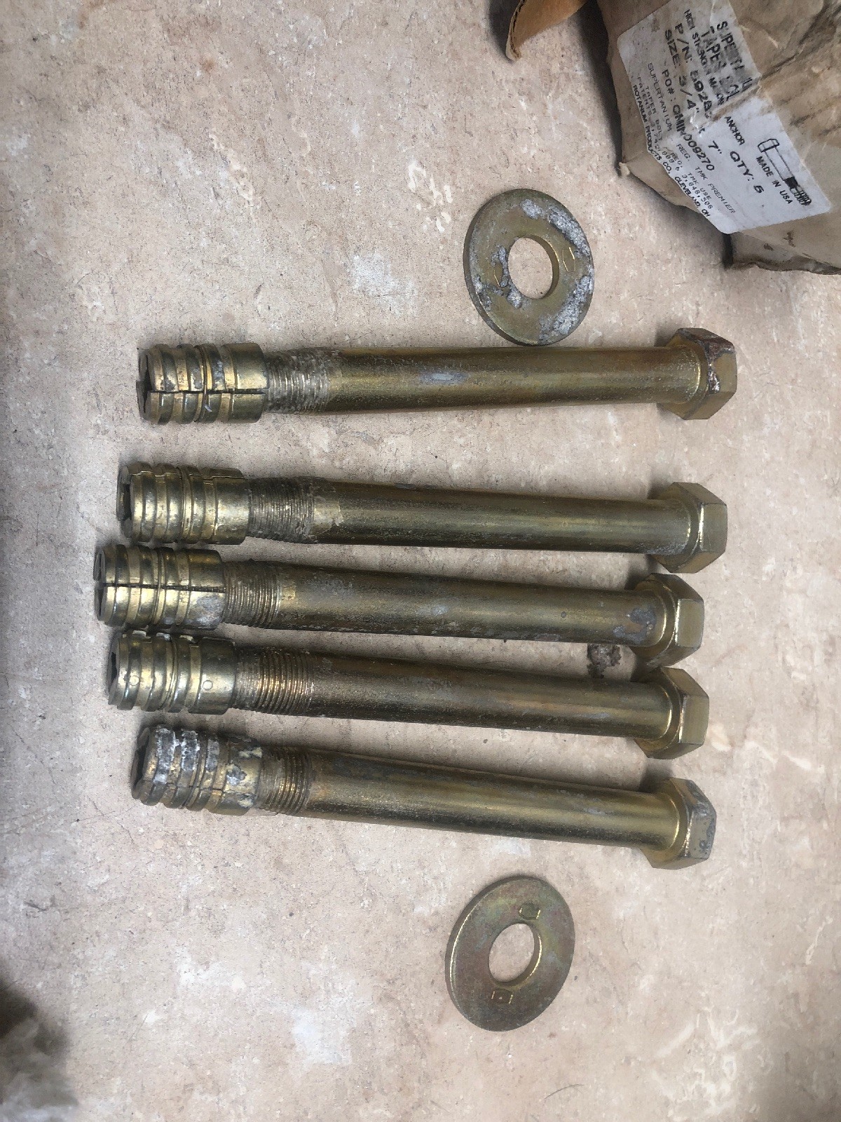 Rotanium Supertanium Alloy 3/4" x 7" Concrete Wedge Anchor Bolts Lot Of ...