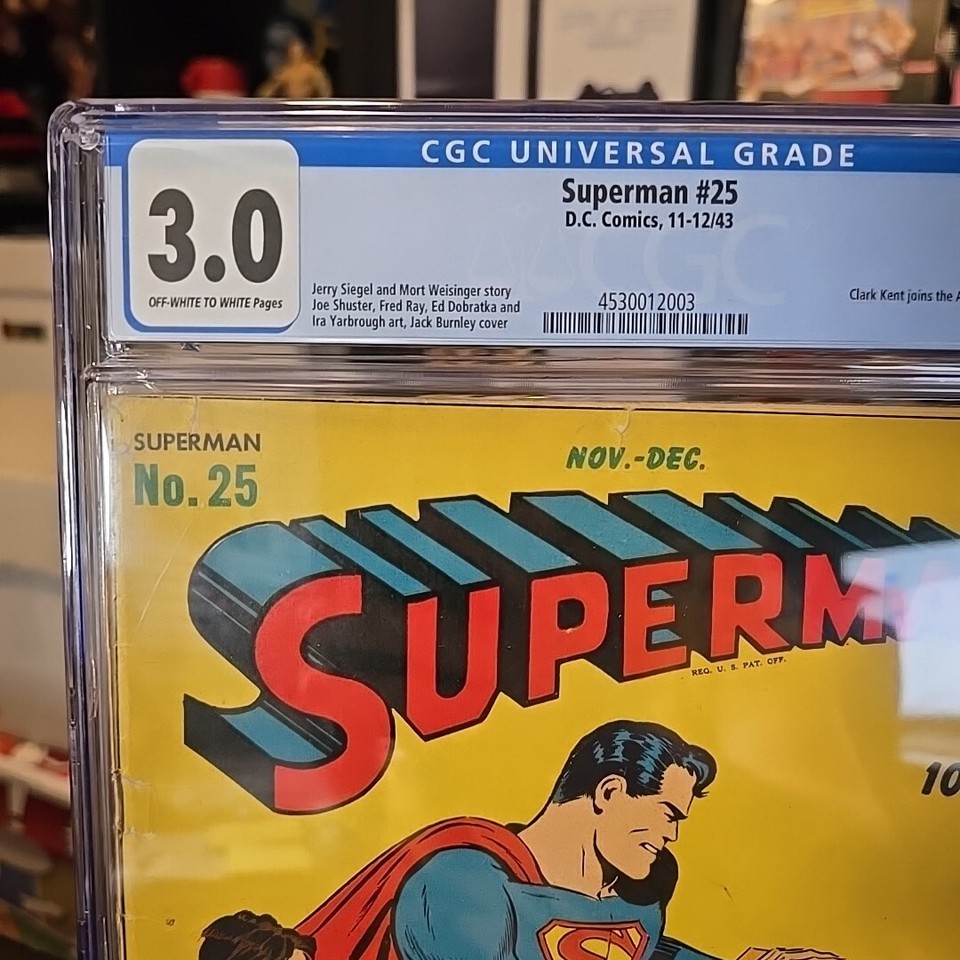 Superman #25 CGC 3.0 DC Comics 11/12 1943 CLARK KENT JOINS ARMY GOLDEN ...