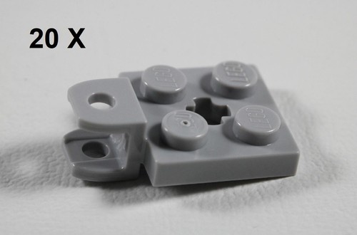 LEGO® Light Gray Plate 2 x 2 with Tow Ball Socket [20 Pieces] ID 63082 ...