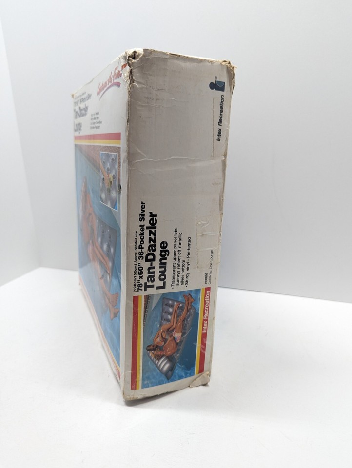 Vintage 1985 Intex Silver Tan Dazzler Lounge Inflatable 36 Pocket Pool ...
