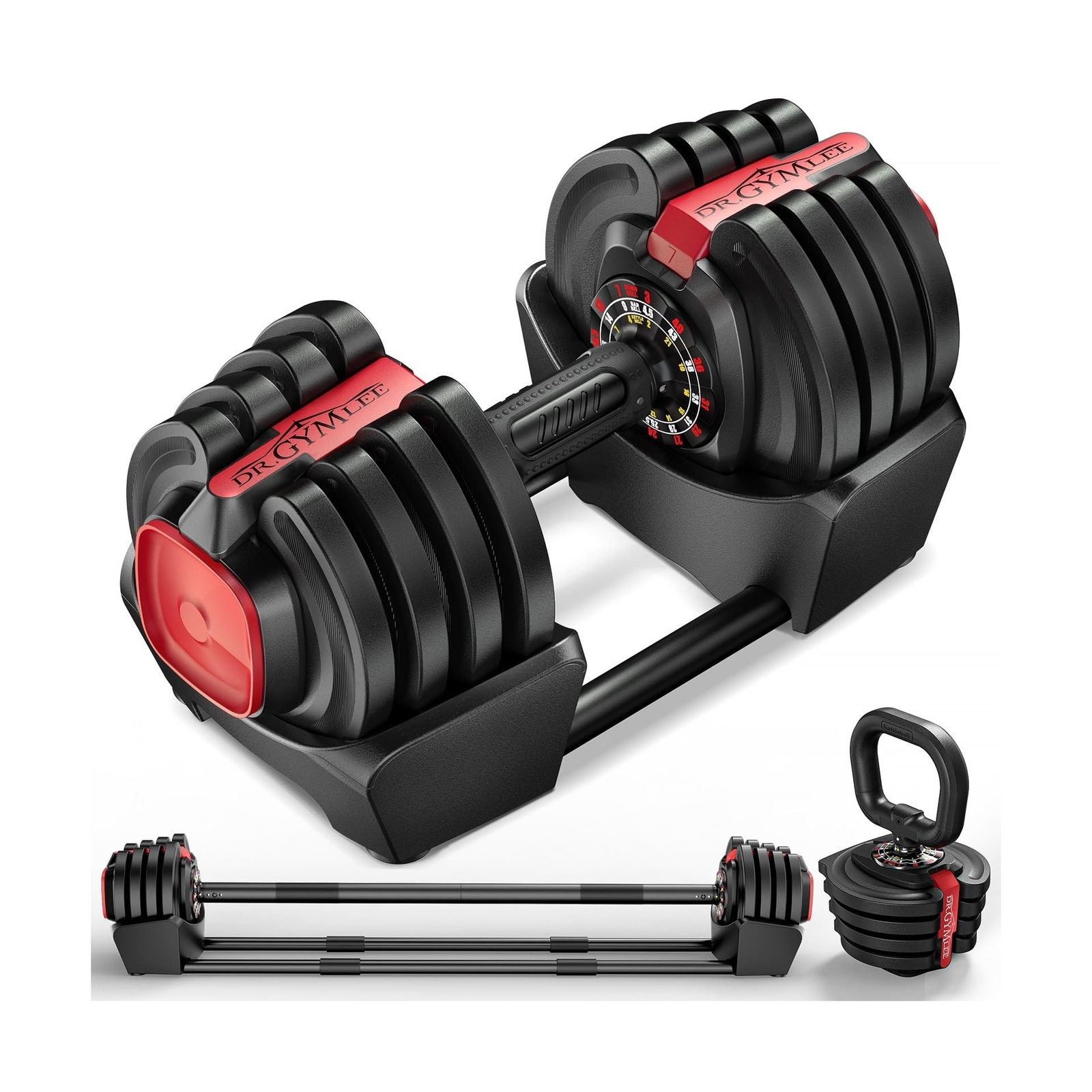 3-in-1 Unique Design 1S Adjustable Dumbbells Barbell Kettlebell 12 ...
