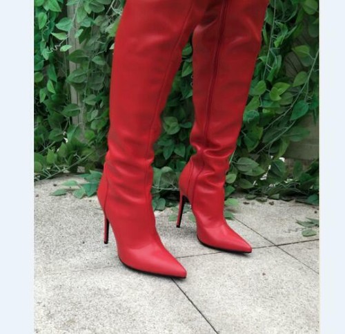 Women Real Leather Nightclub Overknee High Thigh Boots Pointed Stiletto ...