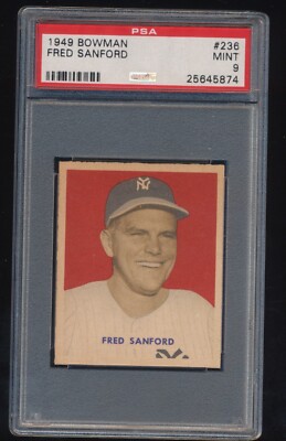 PSA 9 1949 Bowman Fred Sanford # 236 Centered---New York Yankees Mint ...