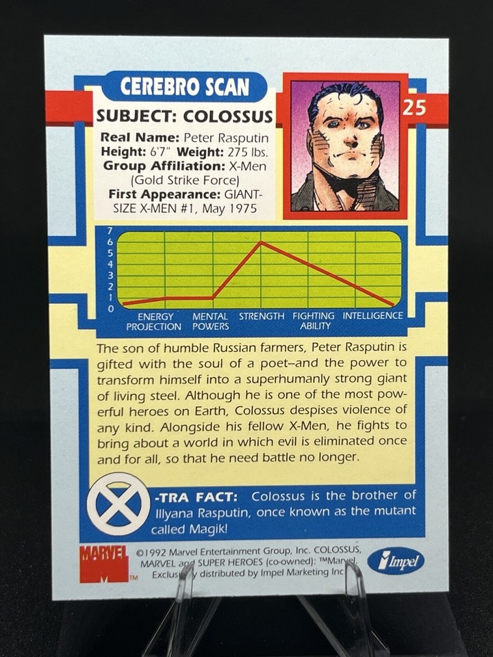 COLOSSUS 1992 Impel Marvel X-Men SUPER HEROES #25 Series 1 Collectible ...