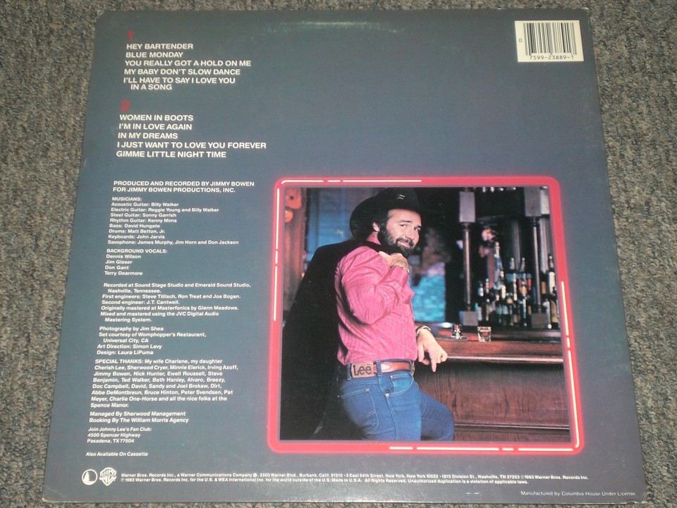 Johnny Lee~Hey Bartender~1983 Country~Jimmy Bowen~Warner Bros~FAST ...