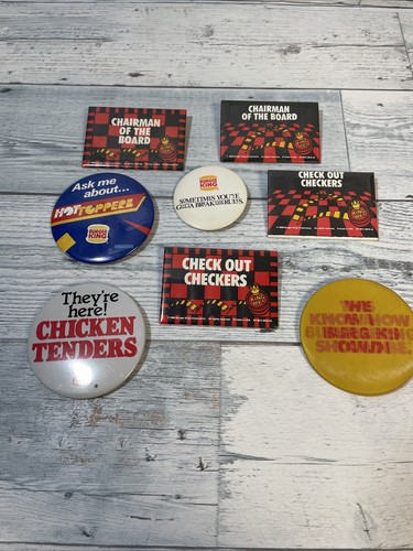 Very Cool 80s Vintage Lot of 8 Burger King Employee Promo Lapel Pins ...