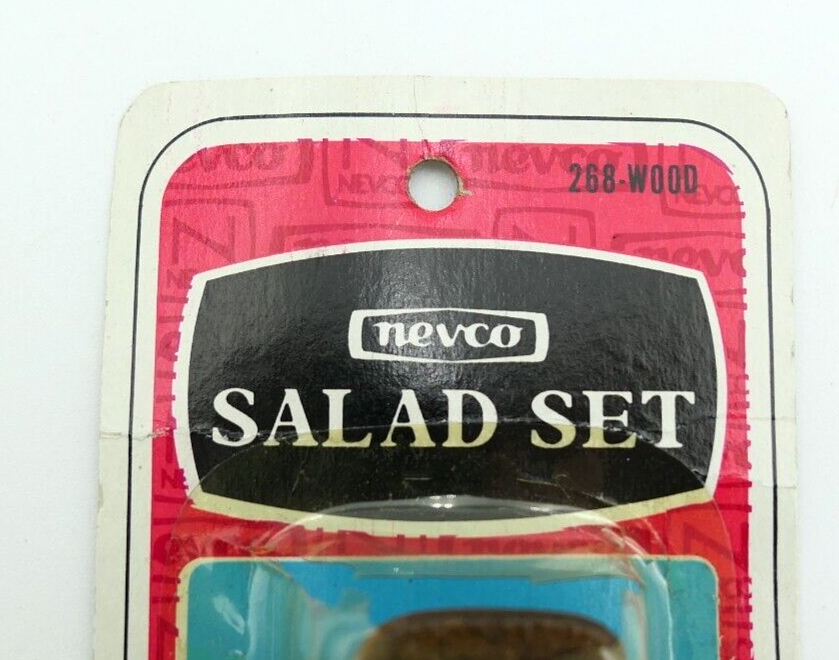 RARE Vintage Nevco Wooden Salad Fork & Spoon Set #268-Wood 1.5" x 10 ...