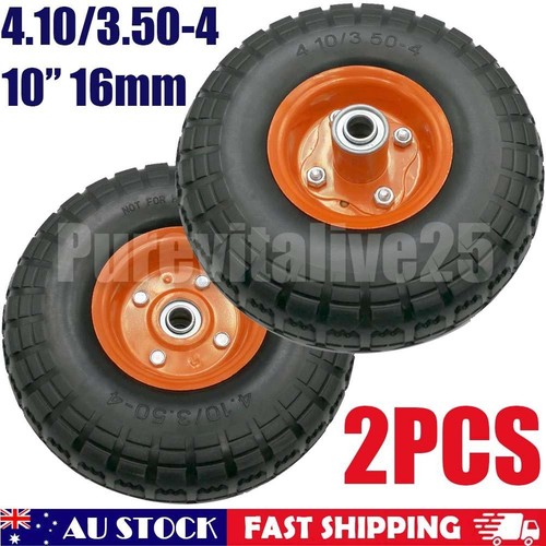 2X Hand Trolley Wheel Puncture Proof 3.50-4 Solid Jockey Wheels Tyre ...