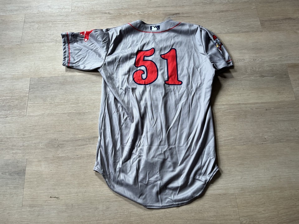 #51 Team Issued Portland Sea Dogs Gray Road Jersey Red Sox | eBay