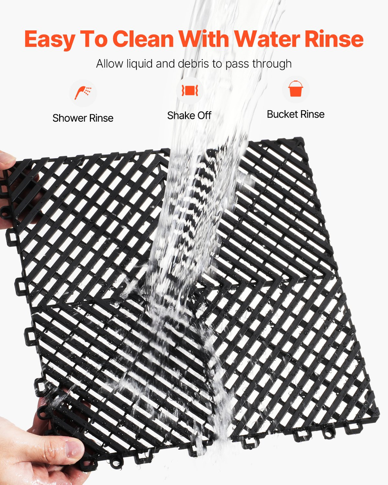 VEVOR Interlocking Drainage Mat, 12” x 12” Modular Interlocking Cushion ...