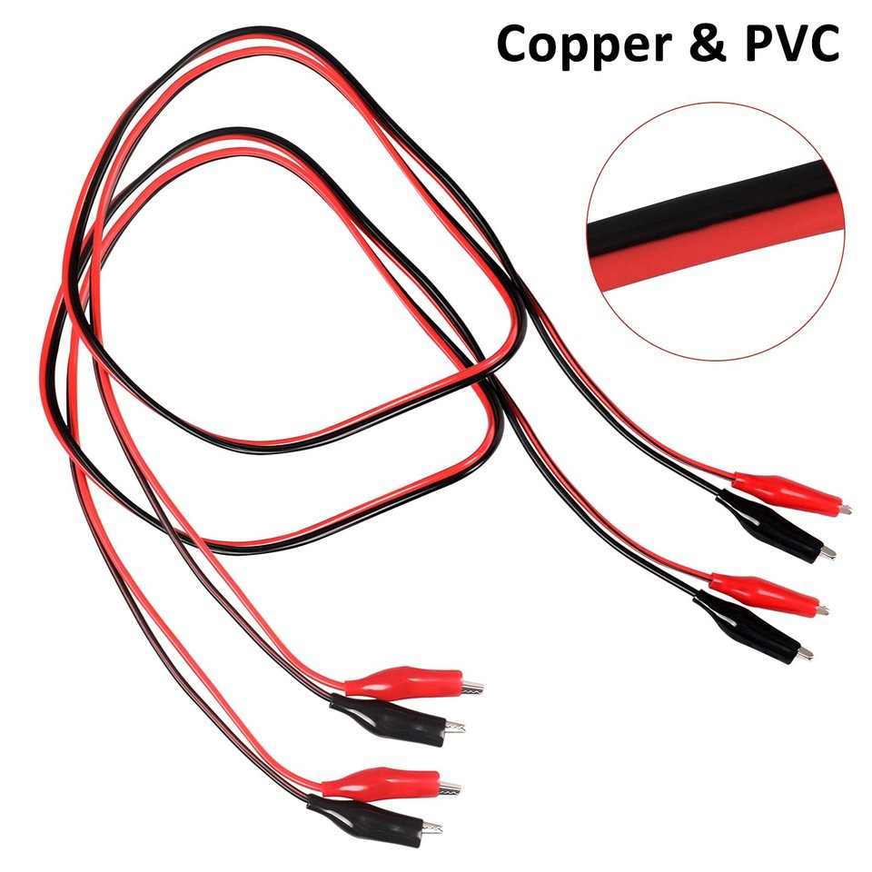 4 Groups 1M Alligator Clips Electrical, Insulated Test Leads with Red ...