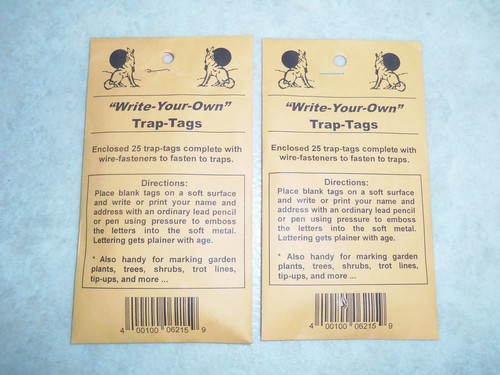 50 Zinc Trap Tags Traps Trapping Garden Plants Trees Trot Lines (Write ...
