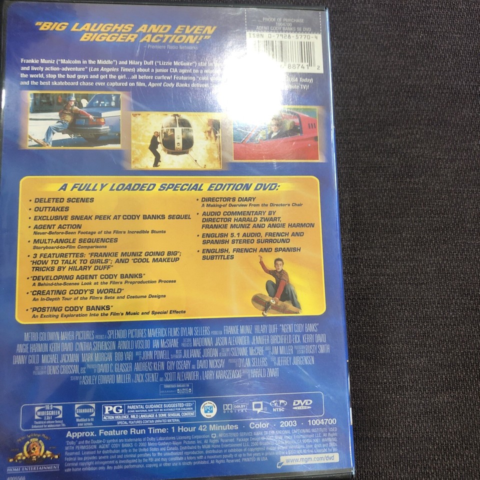 Agent Cody Banks (DVD, 2003) 27616887412| eBay