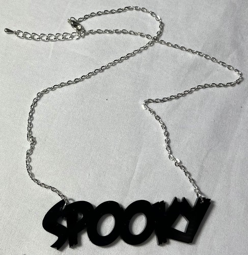 ‘Spooky’ Necklace NEW GIFT Word Statement Black Acrylic Chain Goth ...