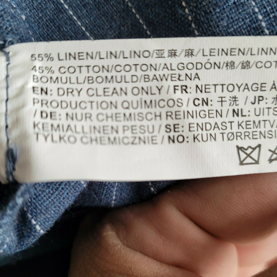 J.O.A Just One Answer Med Cropped Pants Linen Blend Pinstripe Navy High ...