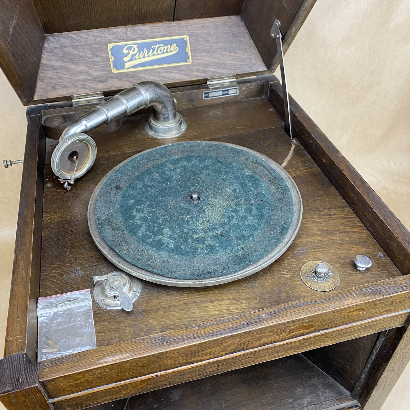 Puritone Gramophone Antique Music Box Wooden Grafonola Phonograph | eBay