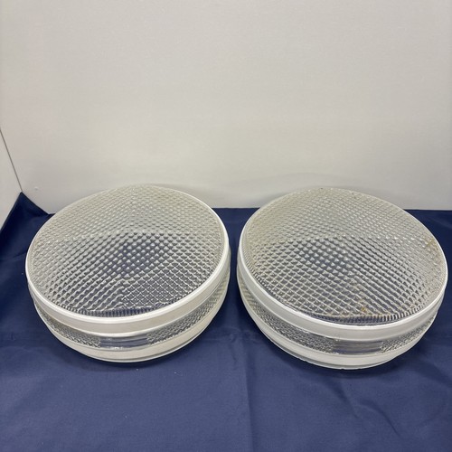 Pair of Antique Atomic Glass Round Ceiling Light Fixtures, Great ...