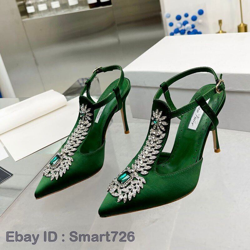 Women Rhinestone Pointed Toe High Heels Stiletto Sandals Pumps Wedding ...
