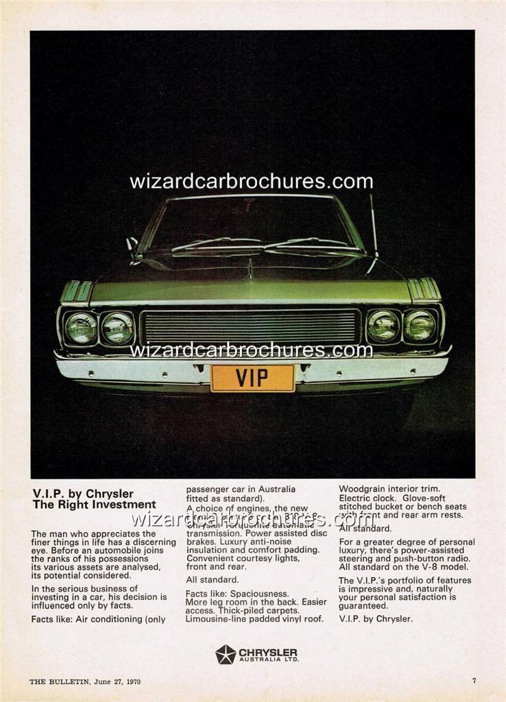 1970 CHRYSLER VF VG VIP VALIANT A3 POSTER AD SALES BROCHURE ...
