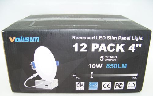 VOLISUN 12 Pack 4 Inch LED Recessed Slim Panel Light Ceiling 5000K ...