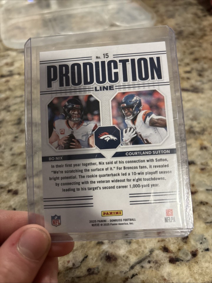 2025 Panini Donruss Bo Nix Courtland Sutton Production Line #15 ...
