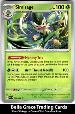 Simisage #005/182 SV04: Paradox Rift Pokemon Uncommon | eBay UK
