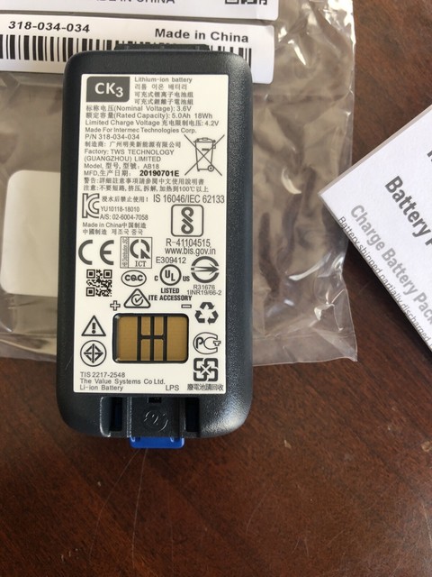 Genuine Intermec Ck3 Ck3x Battery 318-034-034 5.0ah Ab18 Ab17/ab18 for ...