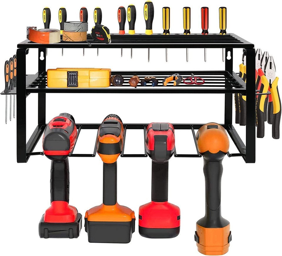 Wall Mount Power Tool Rack Heavy Duty Storage Organizer Workshop Tool ...