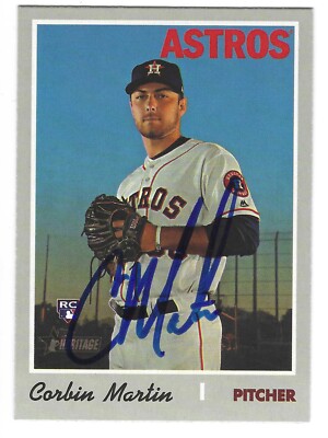 CORBIN MARTIN SIGNED 2019 TOPPS HERITAGE BASEBALL CARD HOUSTON ASTROS ...