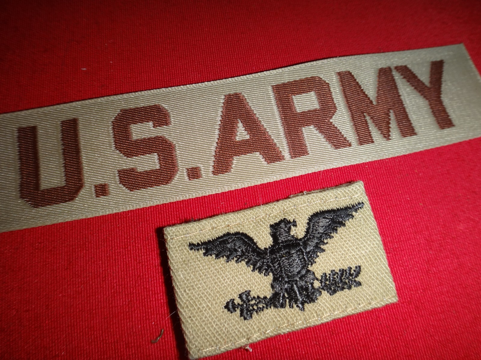 2 Desert Tan Patches: US ARMY Pocket Tape + us Military COLONEL Rank ...