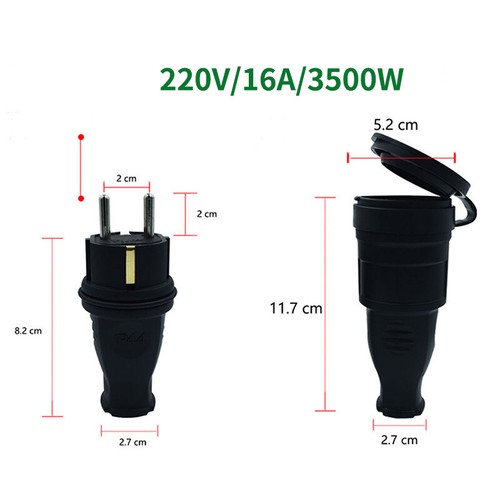 1X 16A EU IP44 Male And Female Docking Rubber Industrial Waterproof ...