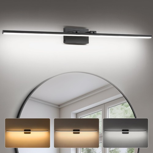 48 Inch LED Bathroom Vanity Light (3000K/4000K/6000K, Dimmable), Black ...