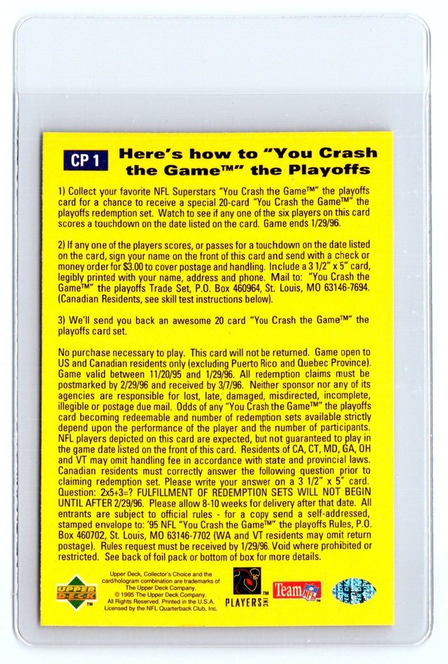 1995 Upper Deck You Crash the Game #CP1 AFC East | eBay