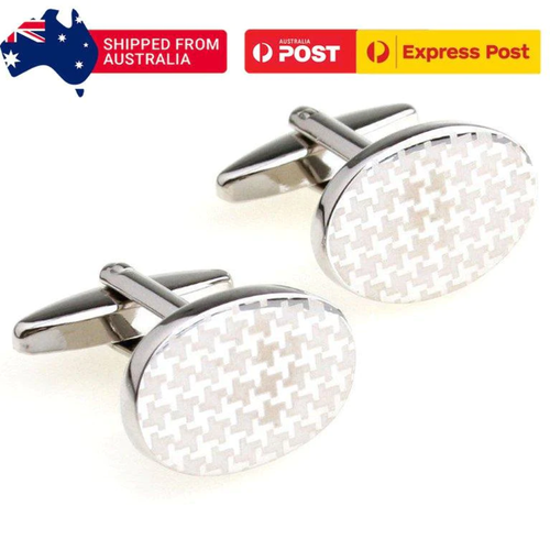 Silver Oval Laser Cufflinks | eBay