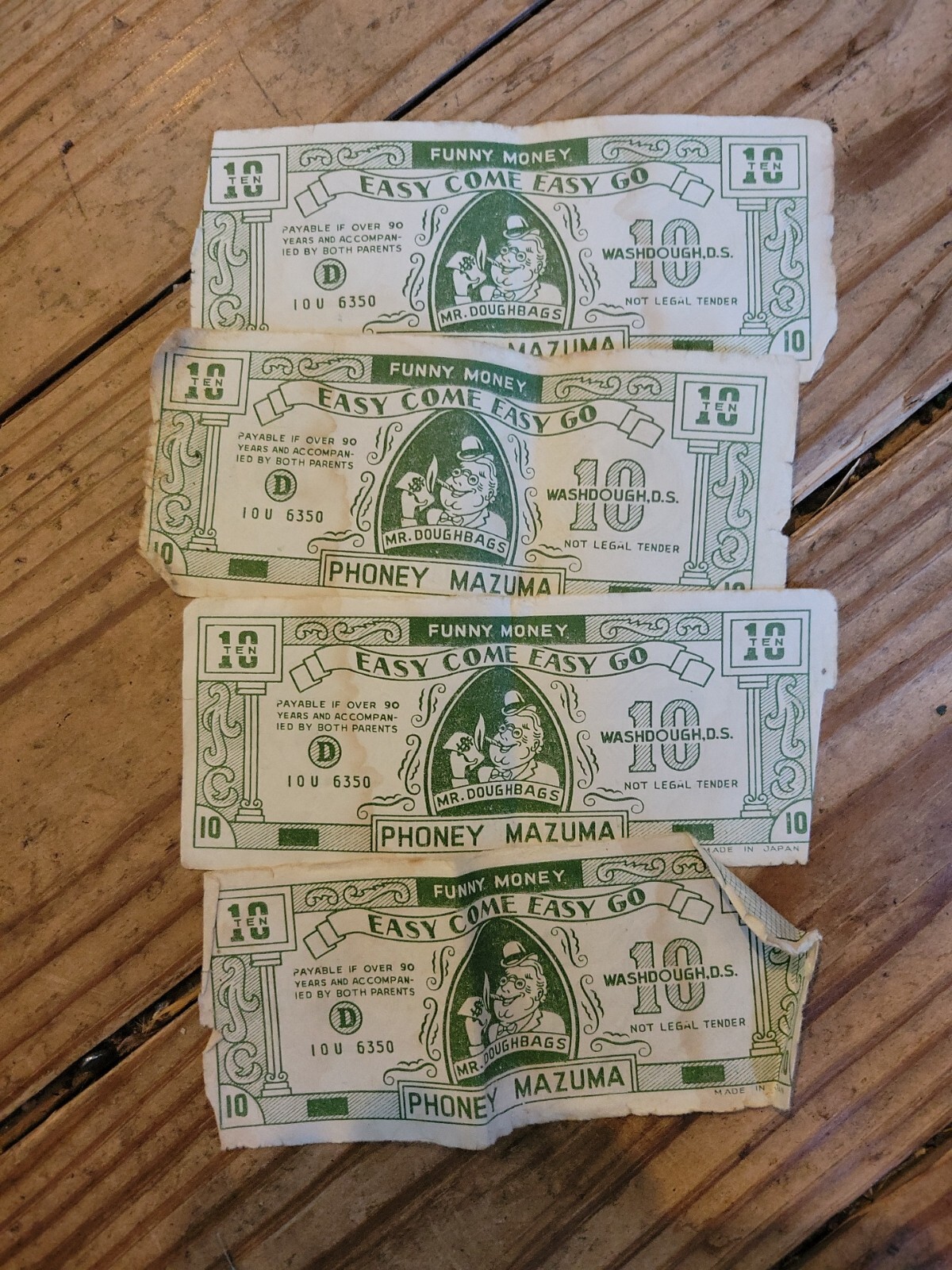 VINTAGE PLAY DOUGH PHONEY MAZUMA MONEY BILLS MR DOUGHBAGS EASY COME ...