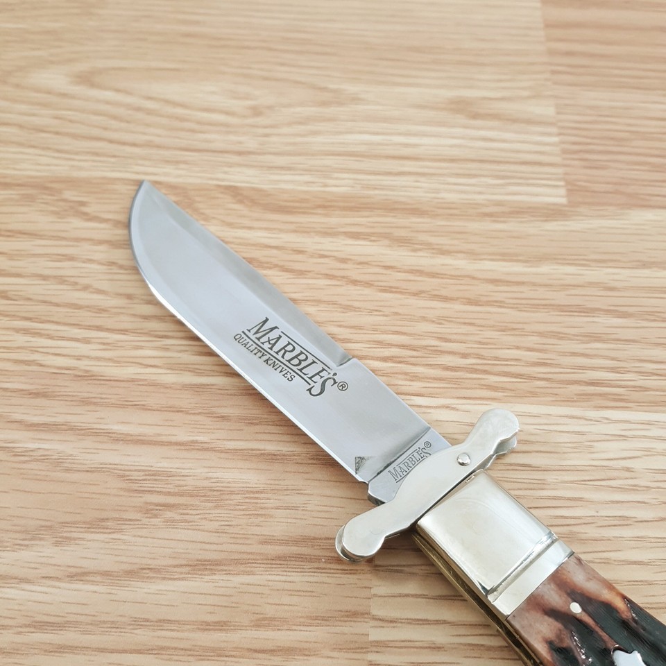Marbles Safety Folder Folding knife Stainless Steel Bowie Blade Stag ...