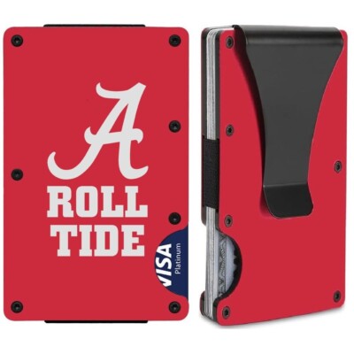 Alabama Crimson Tide Roll Tide Engraved Red RFID Blocking Wallet w Clip ...