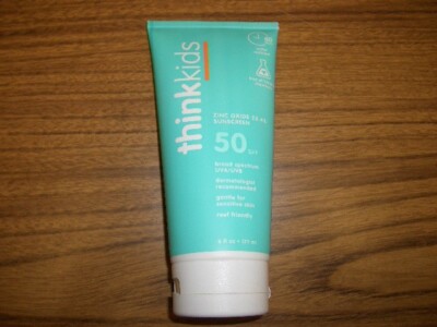 Think Kids Sunscreen SPF 50 6 fl oz Water Resistant Zinc Oxide 23.4% ...