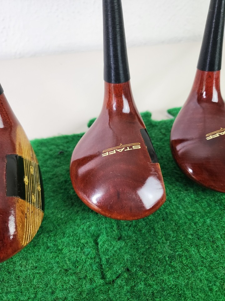 Vtg Golfcraft Staff Club Set 1,3,4 Woods RH Stiff Pro Flex Steel (3 ...